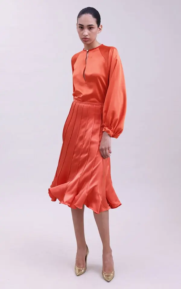 FRANCESCA MIRANDA Valencia Silk Midi Skirt
