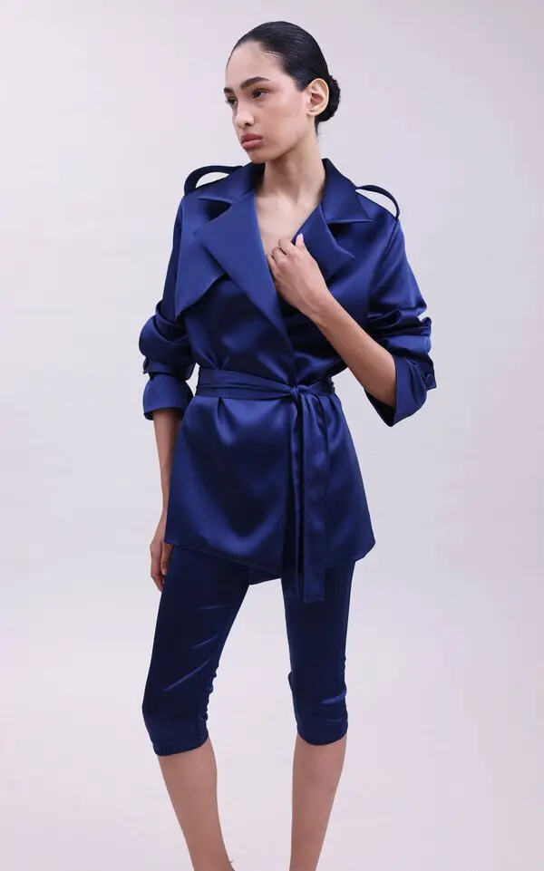 FRANCESCA MIRANDA Indigo Silk-blend Jacket