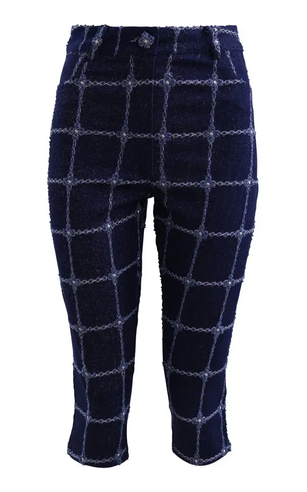 FRANCESCA MIRANDA Indigo Cotton-blend Crop Pants