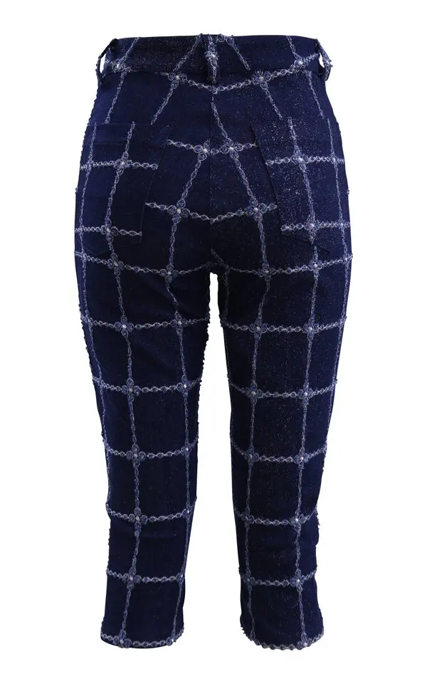 FRANCESCA MIRANDA Indigo Cotton-blend Crop Pants