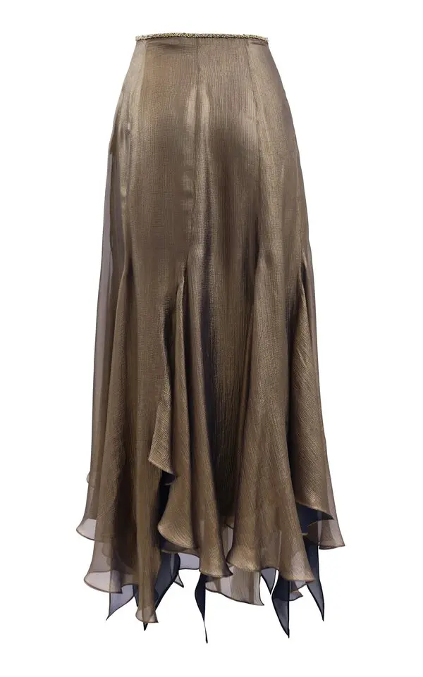 FRANCESCA MIRANDA Golden Trio Silk Midi Skirt