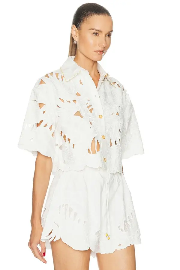 Zimmermann Mahon Embroidered Crop Top