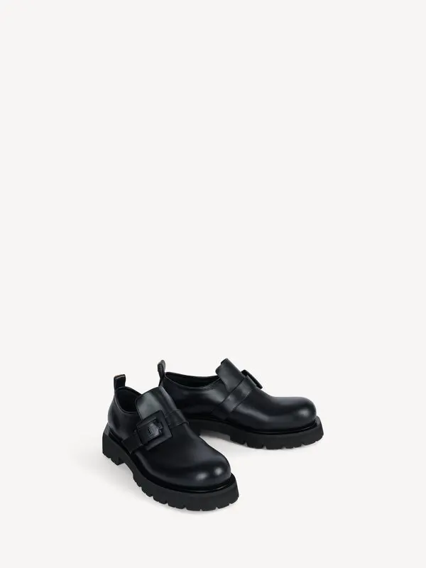 Balmain Anthem Loafers In Glazed Leather With Embossed Detail