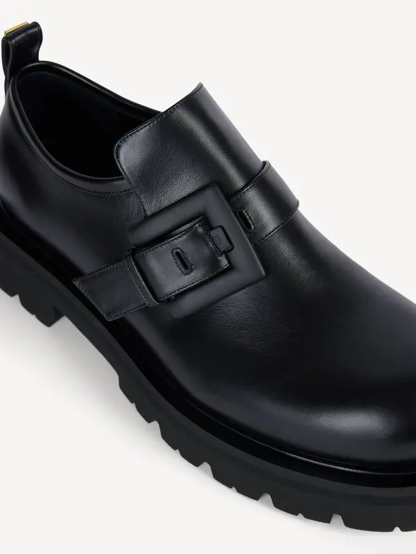 Balmain Anthem Loafers In Glazed Leather With Embossed Detail