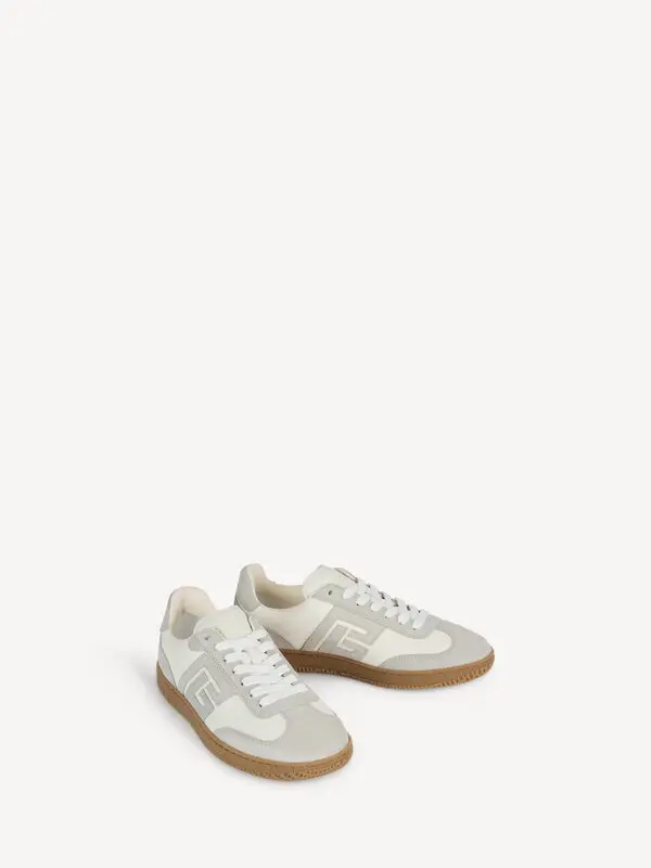 Balmain Swan Smooth Leather And Suede Trainers - Grey