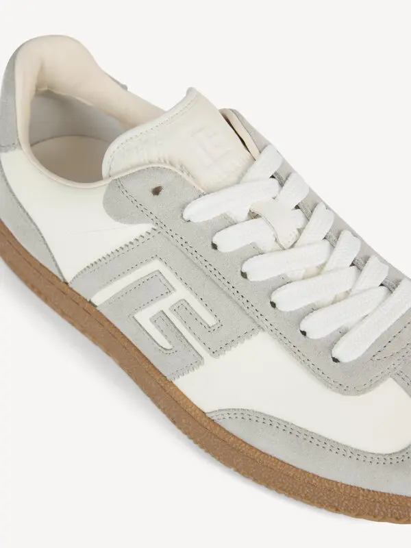 Balmain Swan Smooth Leather And Suede Trainers - Grey