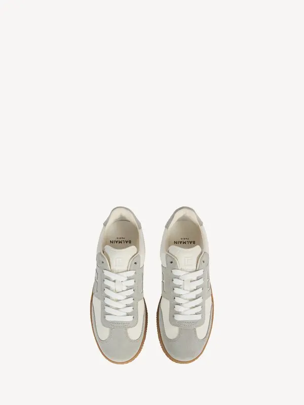 Balmain Swan Smooth Leather And Suede Trainers - Grey