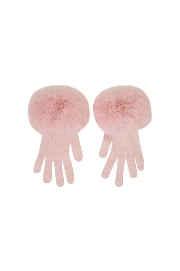 LoveShackFancy X Max&moi Adalia Wool-cashmere Faux Fur Gloves - Chamallow