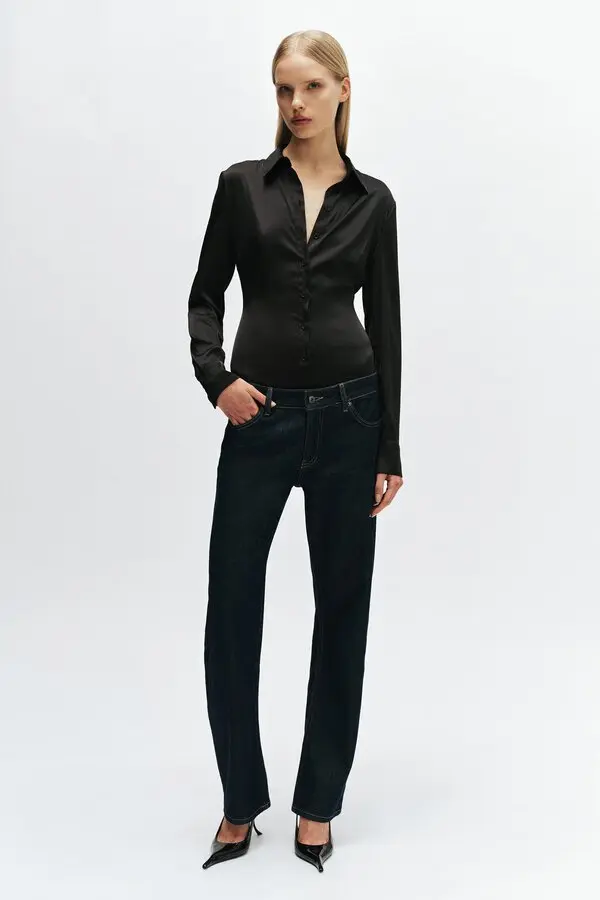 Bardot Trina Fitted Satin Shirt - Black