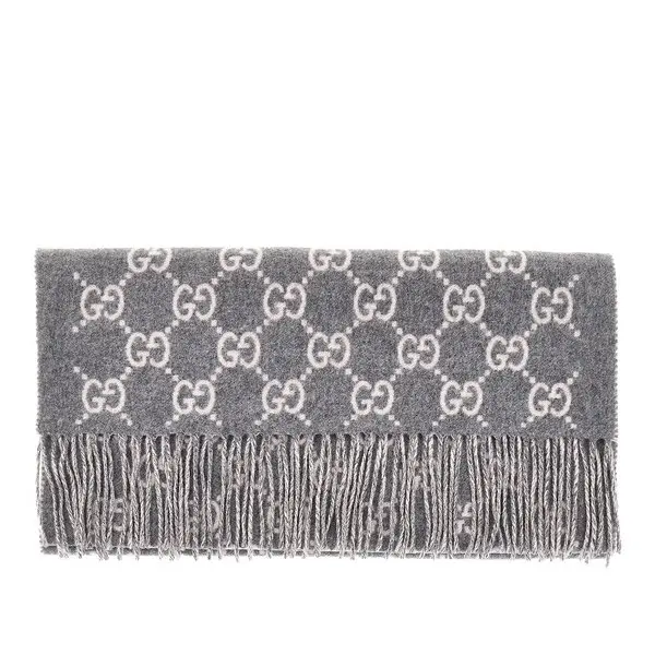 Gucci Gg Cashmere Scarf - Grey
