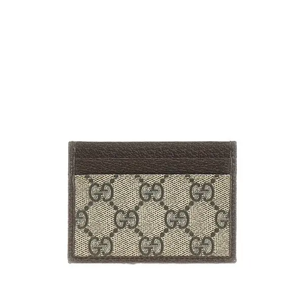 Gucci Leather And Gg Supreme 'ophidia' Cardholder - Brown
