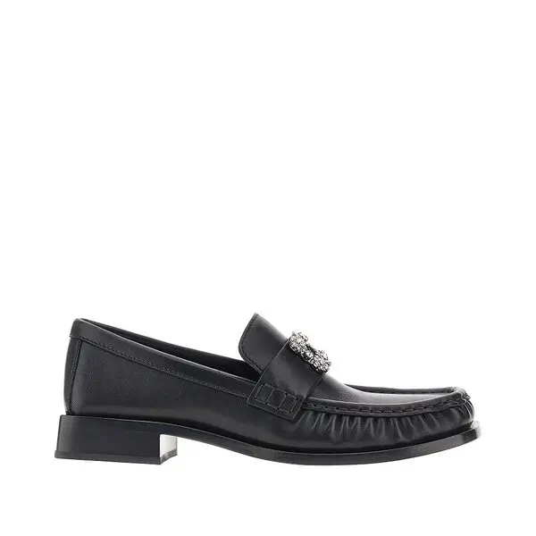 ROGER VIVIER Embellished Leather Loafers - Black