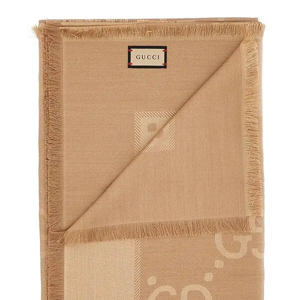 Gucci Gg Jacquard Wool And Silk Scarf