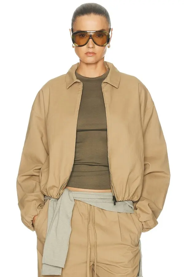 Fear Of God Full Zip Work Jacket In Brown - Dune