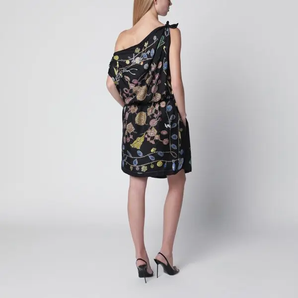 Versace Black Printed Silk Twill Dress