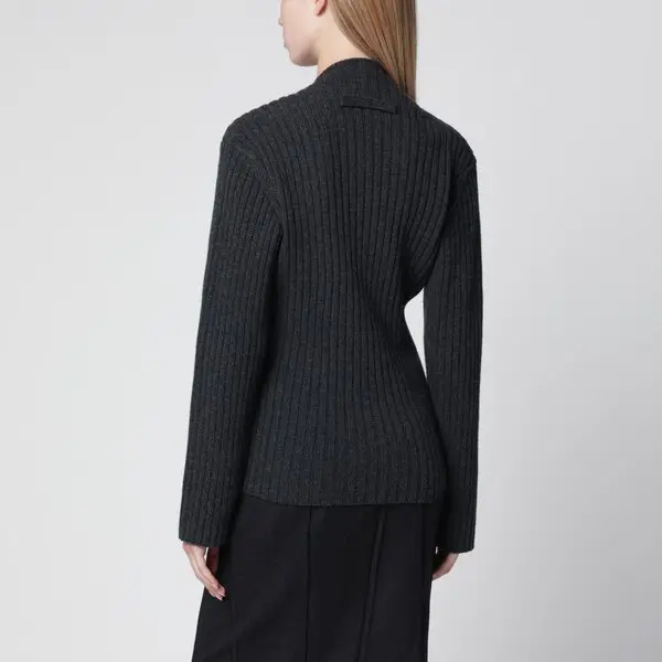 Victoria Beckham Ribbed Knit Pullover Sweater In Burgundy Wool And Cashmere - Brown