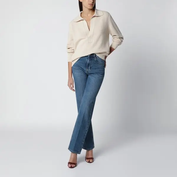 Victoria Beckham Genevieve Cashmere Blend Polo Sweater - Beige