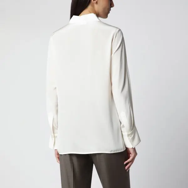 Victoria Beckham Ivory Silk V-neck Blouse