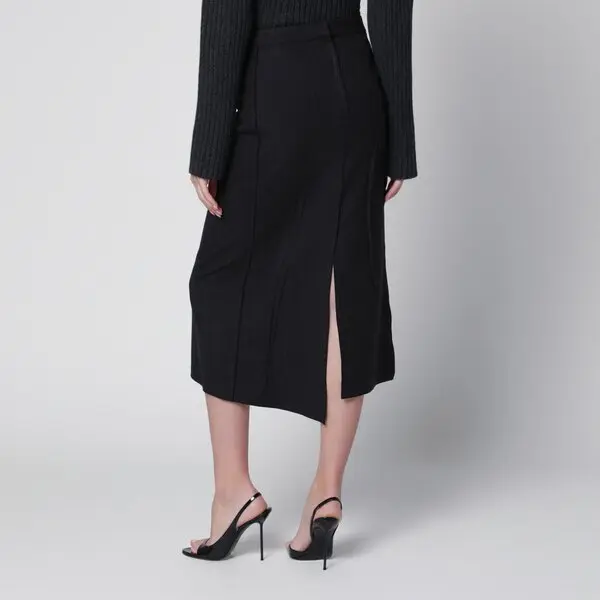 Victoria Beckham Pressed Midi Skirt In Dark Wool And Mohair Blend