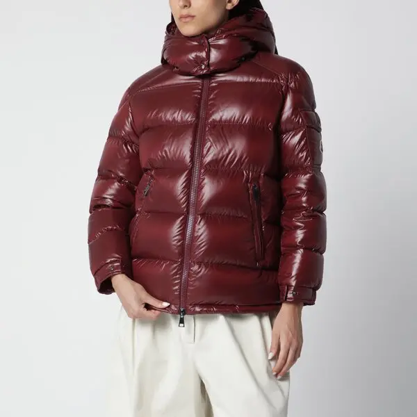 Moncler Dark Nylon Laqué Down Jacket - Red