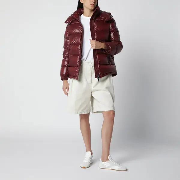 Moncler Dark Nylon Laqué Down Jacket - Red