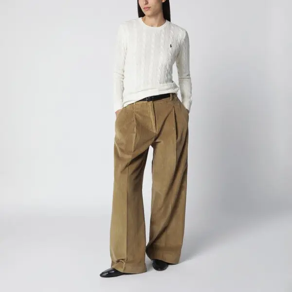 Polo Ralph Lauren Cream Wool And Cashmere Cable-knit Crewneck Sweater - Beige