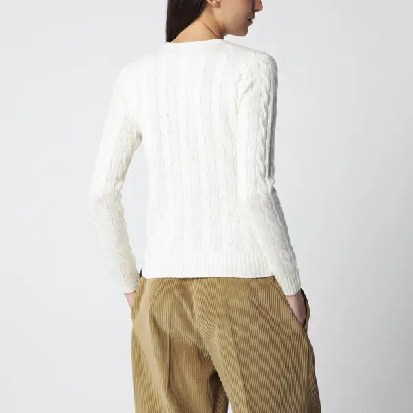 Polo Ralph Lauren Cream Wool And Cashmere Cable-knit Crewneck Sweater - Beige