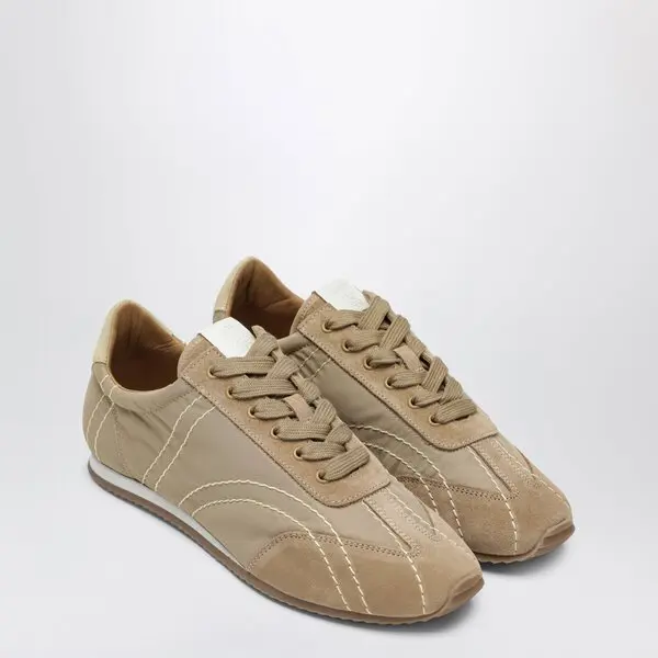 TOTEME Canvas And Suede Lace-up Sneakers - Beige