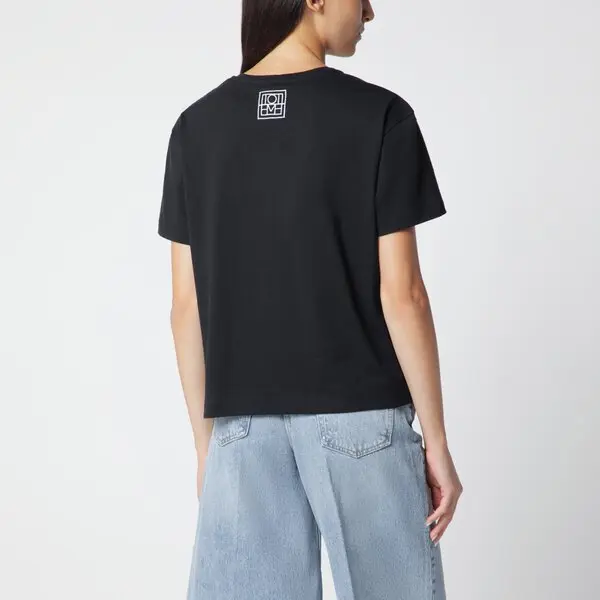 TOTEME Organic Cotton Jersey T-shirt With Embroidered Monogram - Black