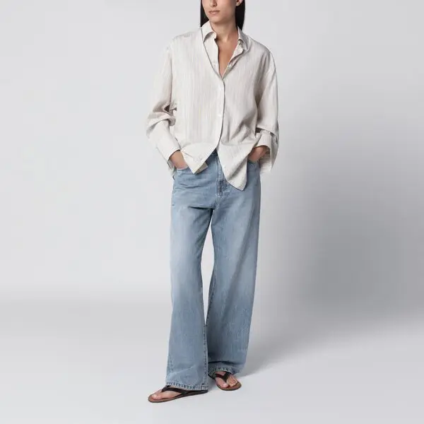TOTEME Striped Viscose And Silk Blend Shirt - Multicolor