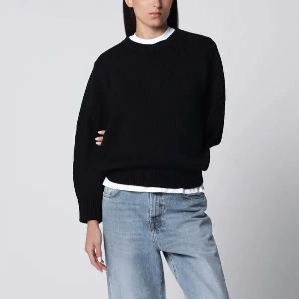 TOTEME Oversized Crewneck Sweater In Cotton - Black