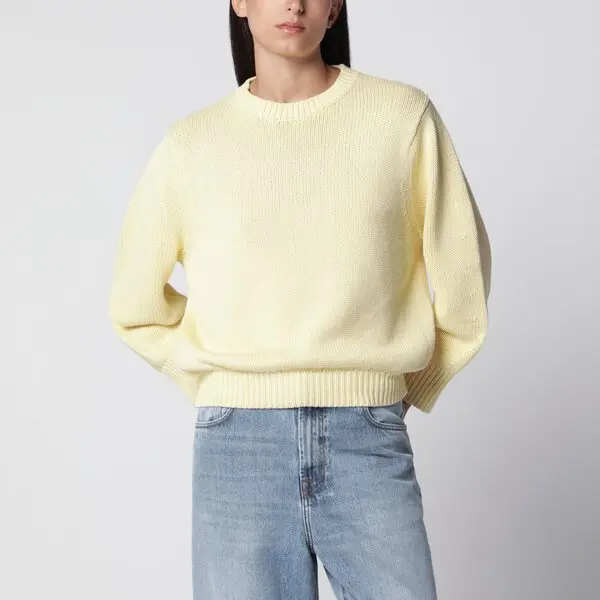 TOTEME Oversized Crewneck Sweater In Cream Cotton - Yellow
