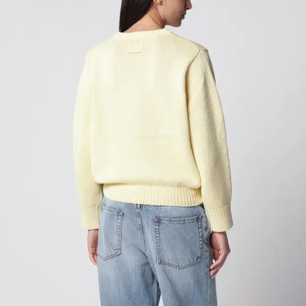 TOTEME Oversized Crewneck Sweater In Cream Cotton - Yellow