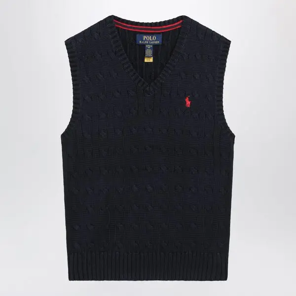 Polo Ralph Lauren Navy Cable-knit V-neck Cotton Sweater Vest - Blue