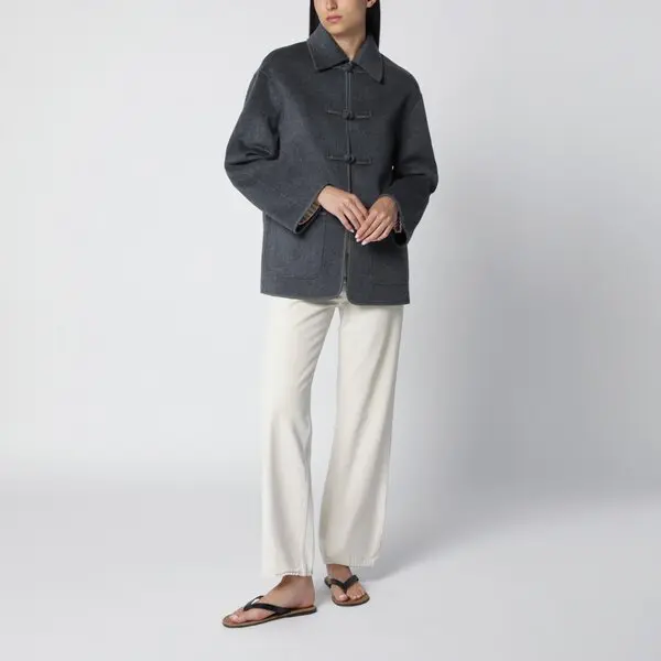 RÓHE Dark Mélange Double-faced Wool Jacket With Pankou Closure