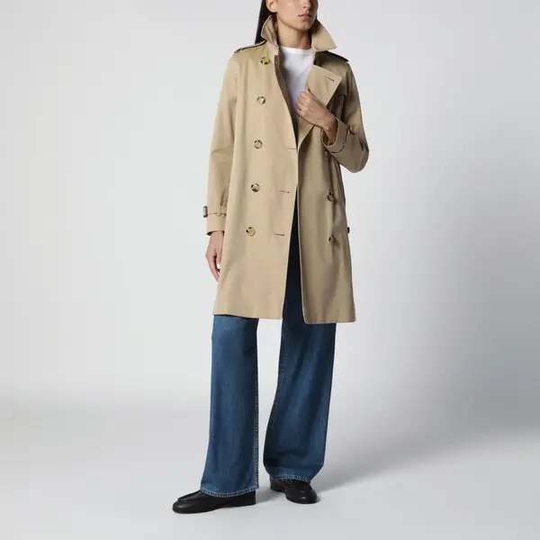Burberry Double-breasted Kensington Cotton Trench Coat - Beige