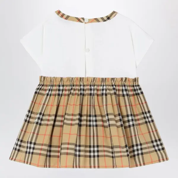 Burberry Cotton Dress And Bloomer Shorts With Check Bow