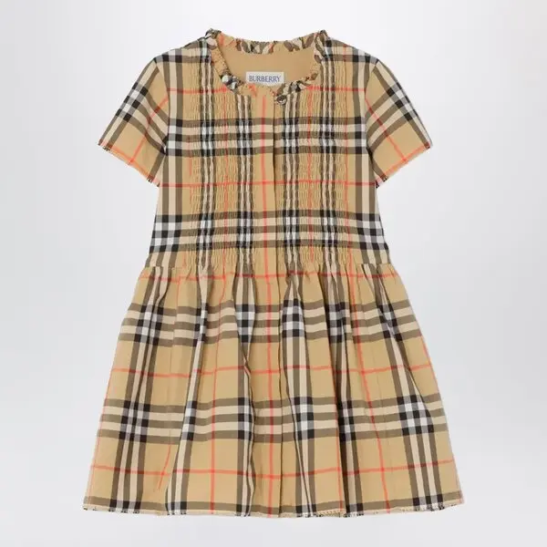 Burberry Check Cotton Dress - Beige