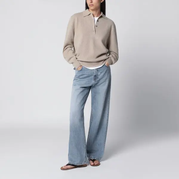 RÓHE Stone Mélange Wool And Cashmere Polo Shirt