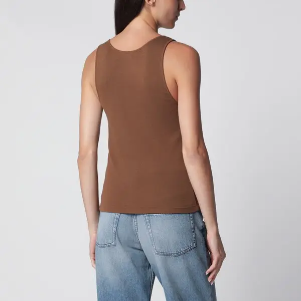 Saint Laurent Cassandre Ribbed Cotton Jersey Tank Top