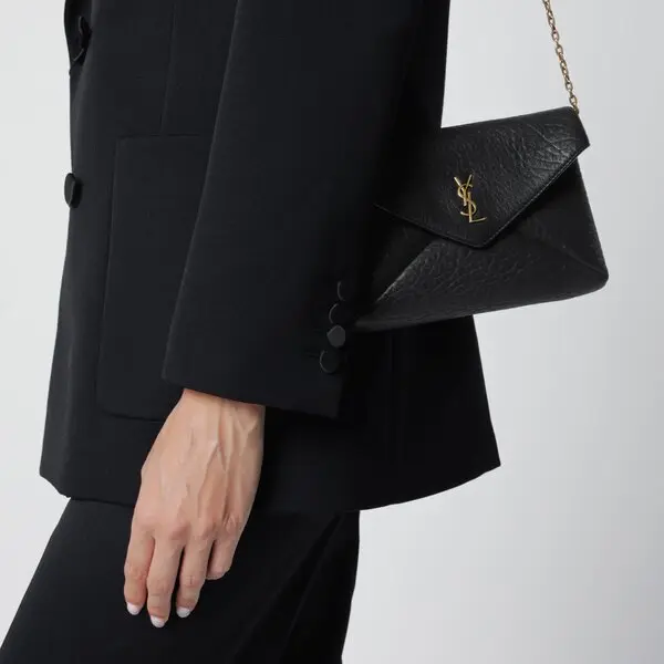 Saint Laurent Cassandre Chain Pouch In Lambskin Leather