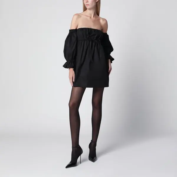 Saint Laurent Off-the-shoulder Mini Dress - Black