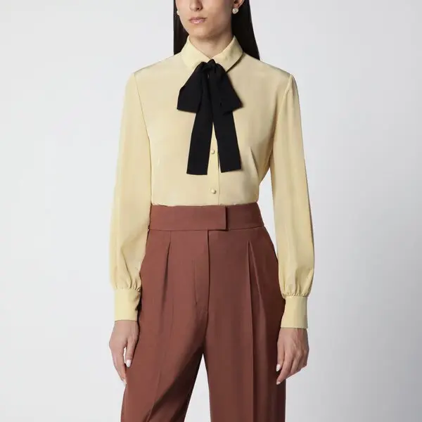 Valentino Garavani Silk Bow Detail Shirt - Beige