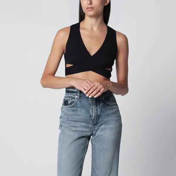 Alaïa V-neck Cotton-blend Wrap Top