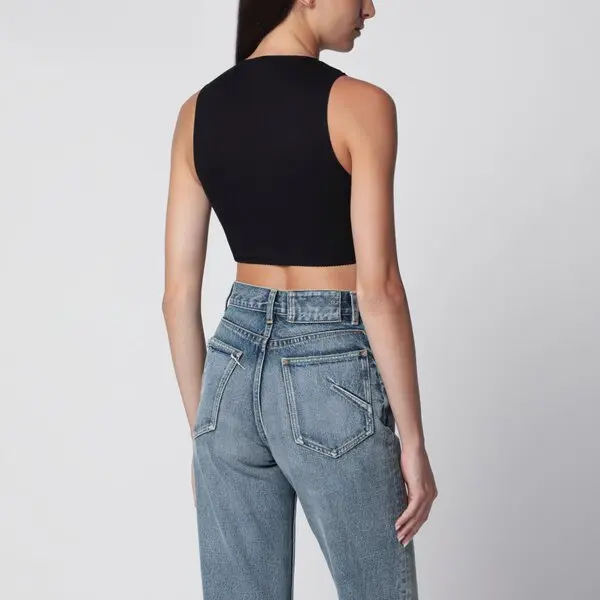 Alaïa V-neck Cotton-blend Wrap Top