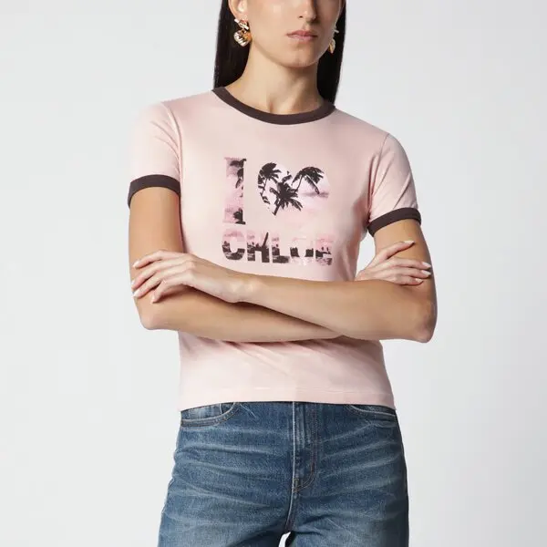 Chloé Cotton T-shirt With Graphic Logo - Pink