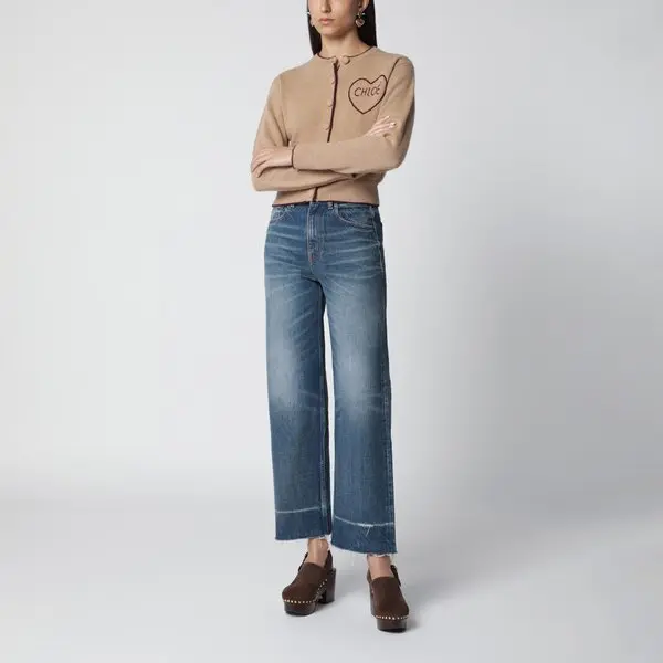 Chloé Light Wool And Cashmere Logo Cardigan - Brown