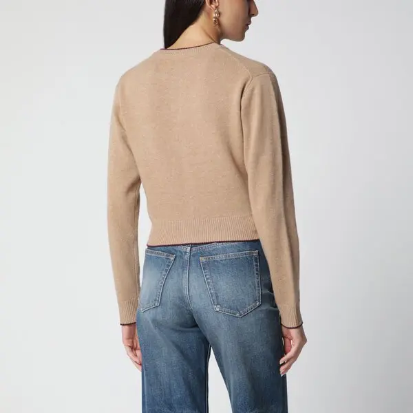 Chloé Light Wool And Cashmere Logo Cardigan - Brown