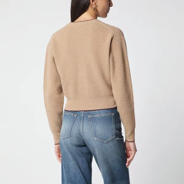 Chloé Light Wool And Cashmere Logo Sweater - Brown