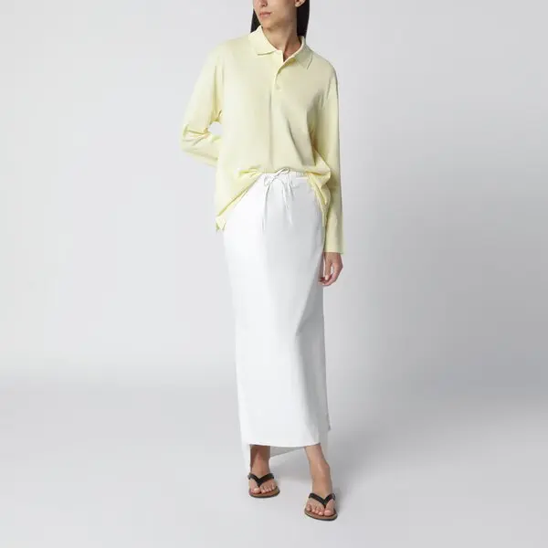 FLORE FLORE Diana Organic Cotton Ribbed Knit Polo Shirt - Yellow